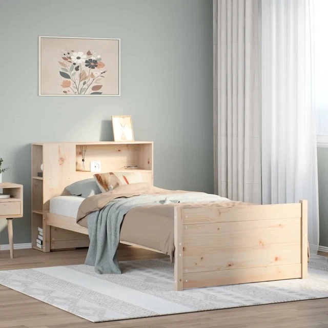 WALPLUS BOOKCASE BED without Mattress 75x190 cm Small Single Solid Pine £155.95 - PicClick UK