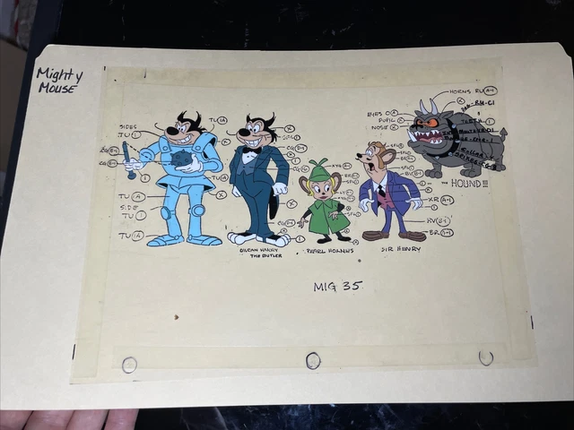 MIGHTY MOUSE ANIMATION cel MODEL CEL + SHEET filmation production art ...