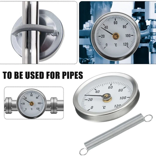 GAUGE BIMETAL THERMOMET With Spring Thermometer Temperature Gauge Clip ...