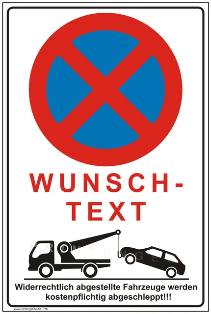 SCHILD PARKVERBOT PARKPLATZ Hinweisschild Parkverbotsschild Parken ...