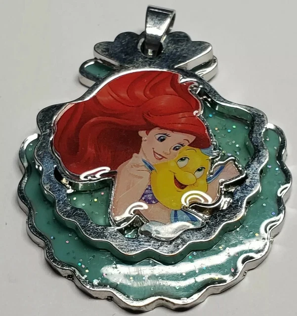 DISNEY LITTLE MERMAID Ariel Flounder Shell Shape Double Pendant Charm ...