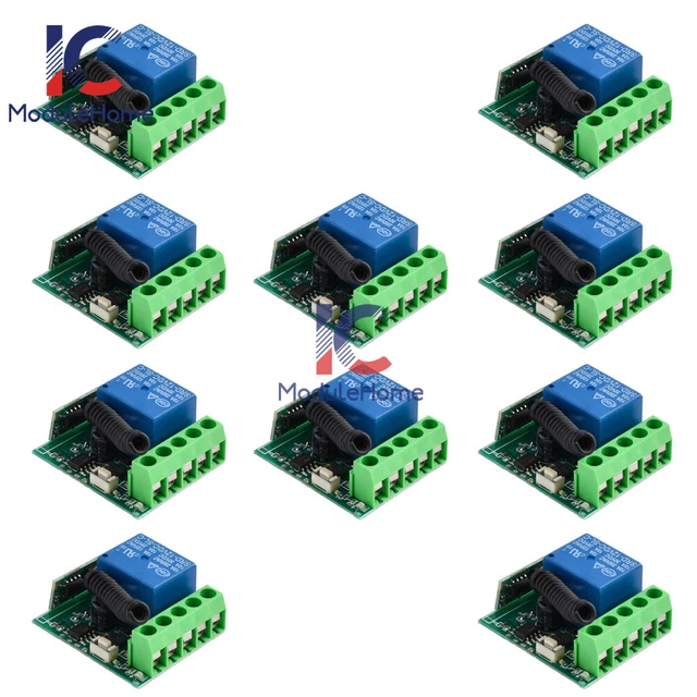 10PCS 1CH 433MHZ DC12V 10A Wireless Relay RF Remote Control Switch ...