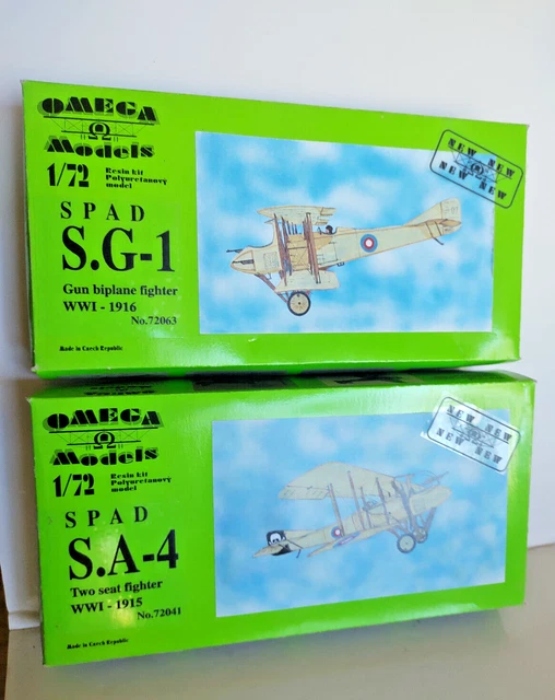TWO VINTAGE OMEGA Resin WW1 Airplane Models Spad S.G-1 & Spad S.A.-4 ...