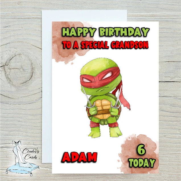 PERSONALISED BIRTHDAY CARD Teenage Mutant Ninja Turtles name/age ...
