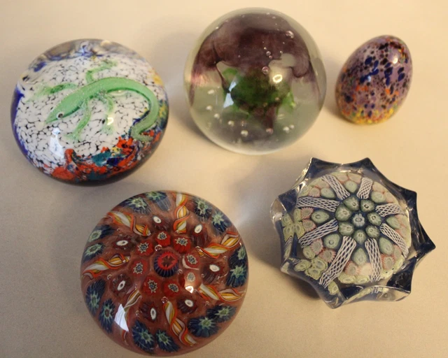 JOB LOT 5 Beautiful Paper Weights,Original Millefiori,Scotish Signed ...
