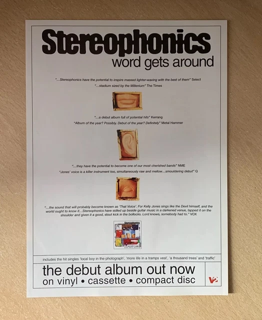 ORIGINAL STEREOPHONICS DEBUT Album Full Page Vintage Magazine Advert ...