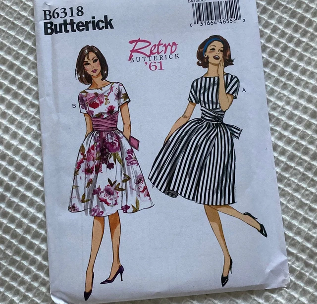 BUTTERICK RETRO B6318 Sewing Pattern Sizes 6-14 UNCUT Womens Dress ...