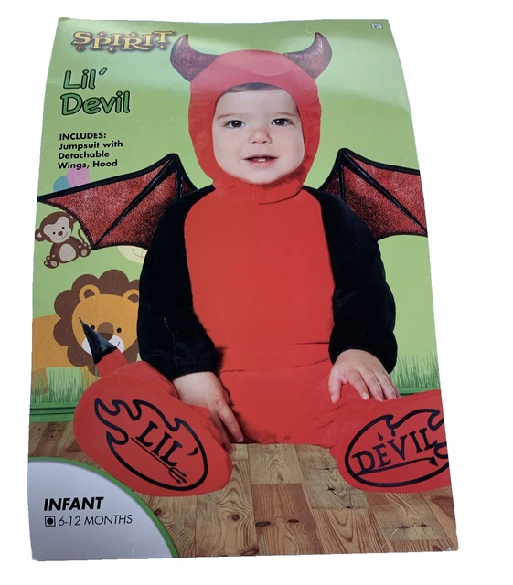 SPIRIT HALLOWEEN LIL' Devil Baby Costume 3 Pc Sz 6-12 months Snaps ...