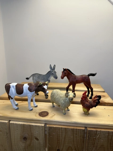 VINTAGE AAA ELC Rubber Farm Animals Toy Bundle Horse Cow Donkey Chicken ...