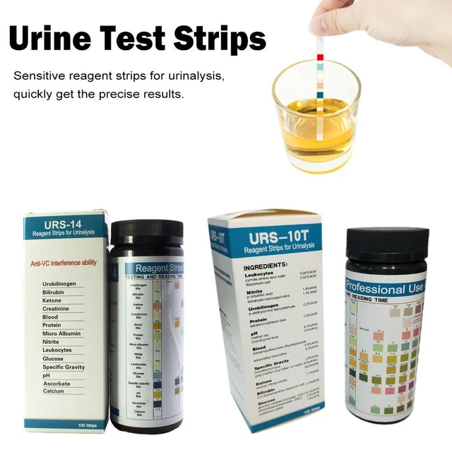 100 STRIPS URS-10T Urinalysis Reagent Strips 10 Parameters Strip n ...