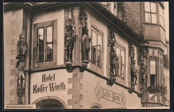 AK GOSLAR I. Harz, Hotel Kaiser Worth, Kaiserfiguren, Dukatenmännchen ...