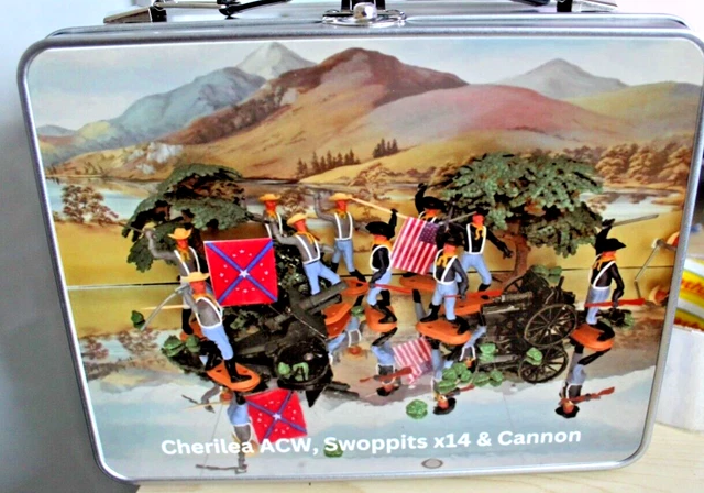 CHERILEA SWOPPITS ACW figures x 14 + diecast cannon in unique tin 1960s ...