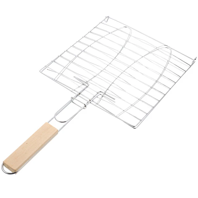 BARBECUE FISH HOLDER BBQ Net Picnic Grill Rack Prime Material Tool £13. ...