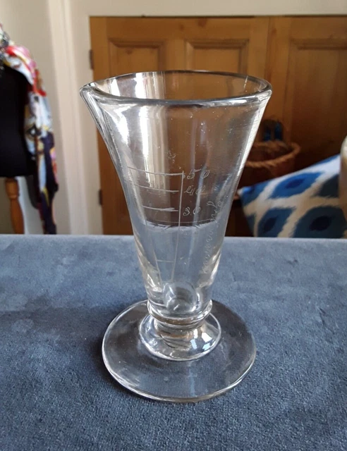ANTIQUE, GLASS APOTHECARY/CHEMISTRY Lab Measuring Pitcher/Beaker(E) £10 ...