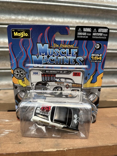 MAISTO MUSCLE MACHINES 1:64 Toy Car 1955 CHEVROLET BEL AIR Very Gd Cond ...