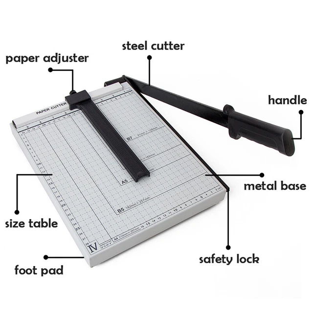 PREMIUM METAL PAPER Cutter Size A4 To B7 Guillotine Page Trimmer Knife ...
