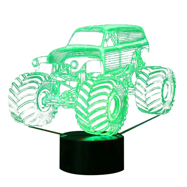 LARGE GRAVE DIGGER Monster Tractor 3D Desk Lamp 7-Color Changeable ...