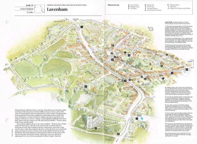 LAVENHAM SUFFOLK 1990 Vintage Walking Route & Map #79 £2.49 - PicClick UK
