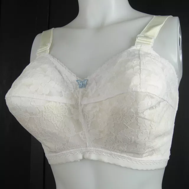 Vintage Lady Cameo White Nylon Lace Bra Pinup Couture Bullet 44h High