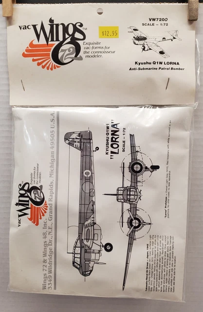 VACWINGS 72 KYUSHU Q1W LORNA Vacuform Model Airplane Kit 1:72 Scale VM7223 $20.79 - PicClick CA