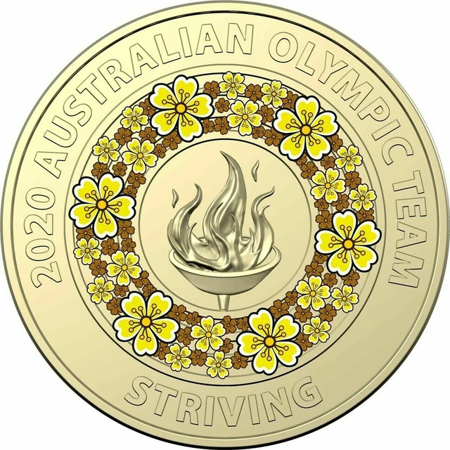 🥇RARE AUSTRALIAN TWO Dollar $2 coin 2020 TOKYO Olympic Games🟡YELLOW🟡 ...