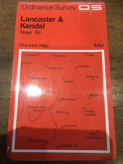 1960S OLD VINTAGE OS Ordnance Survey 1" Map Sheet 89 Lancaster & Kendal ...