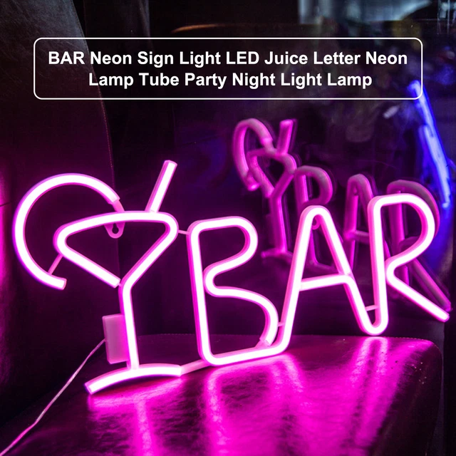 BAR NEON SIGN Light LED Juice Letter Neon Lamp Tube Party Night Light ...