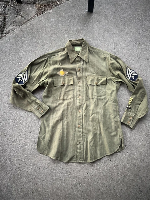 WW2 US ARMY Wool Enlisted Tech Sergeant OD Shirt (BB630 £18.25 ...