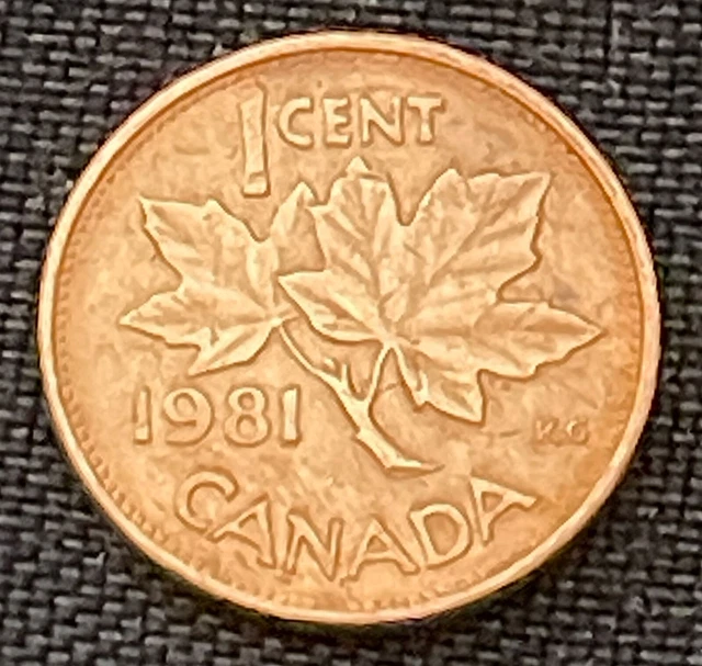 CANADA 1981 1-CENT coin penny Canadian 1¢ -maple leaves- £3.15 ...