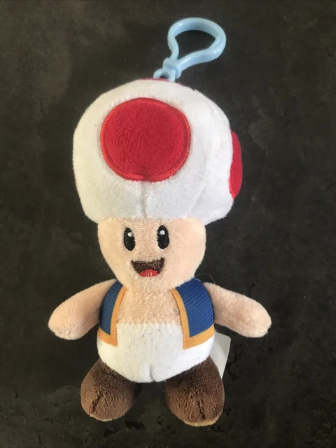 SUPER MARIO 5& TOAD MUSHROOM Cuddly Soft Toy Plush Book Bag Clip On Key ...