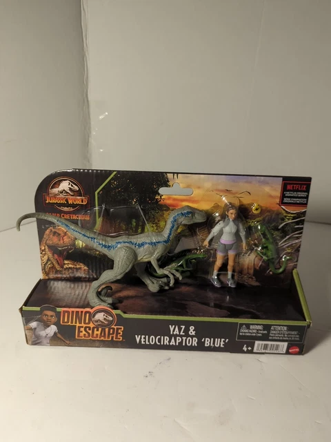 JURASSIC WORLD YAZ & VELOCIRAPTOR BLUE Camp Cretaceous Dino Escape Toy ...