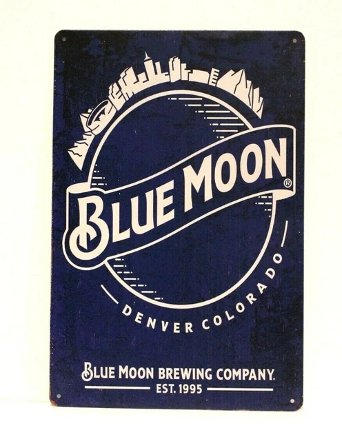 BLUE MOON BEER Tin Poster Sign Bar Man Cave Vintage Ad Rustic Retro ...