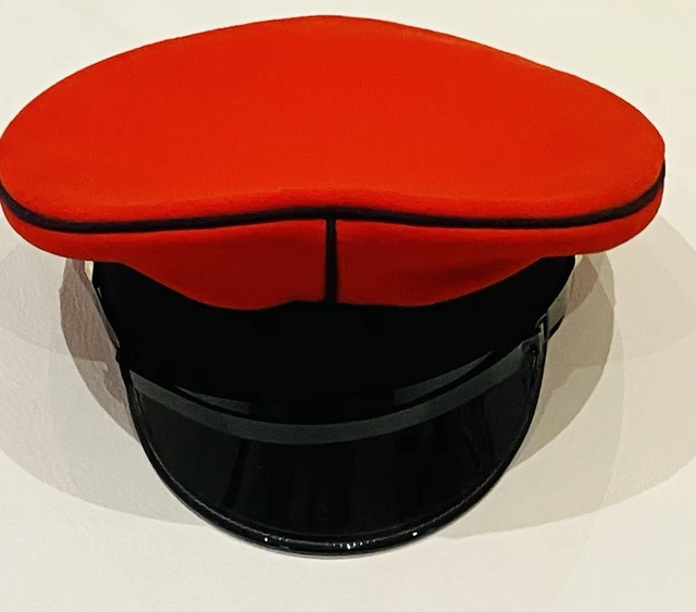 RED/BLACK PEAKED CAP Army Uniform/ Fancy Dress/ Cosplay Unisex S/M VGC ...
