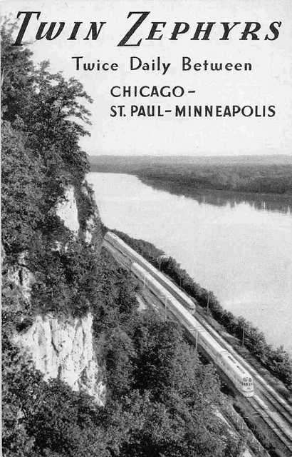 TWIN ZEPHYRS BURLINGTON Route Railroad Streamliner Chicago St Paul ...