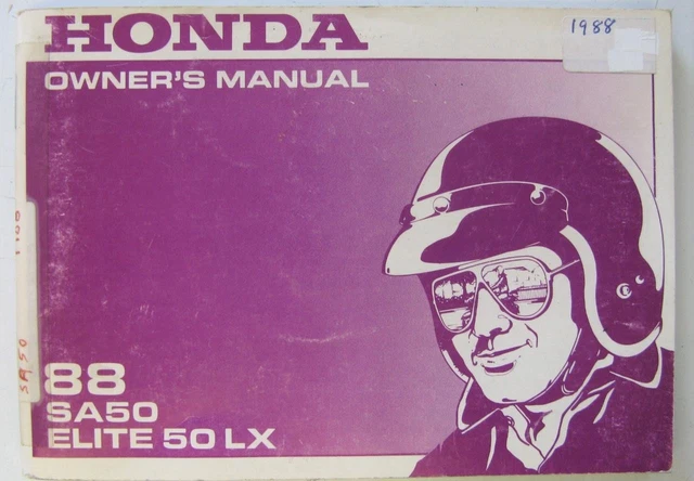 HONDA 88 SA50 Elite 50 LX 1988 #31GS7601 Scooter Owners Handbook £11.99 ...