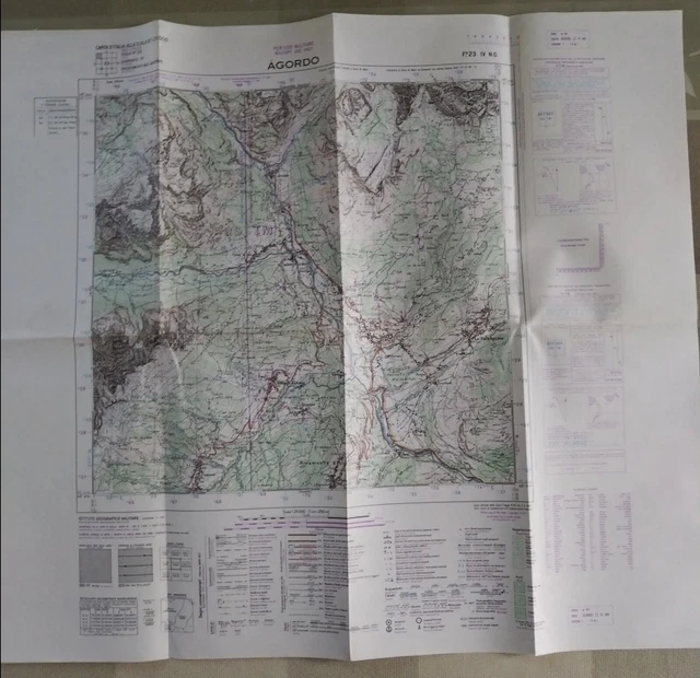 CARTA D'ITALIA AGORDO Cartina Mappa ISTITUTO GEOGRAFICO MILITARE 1: ...