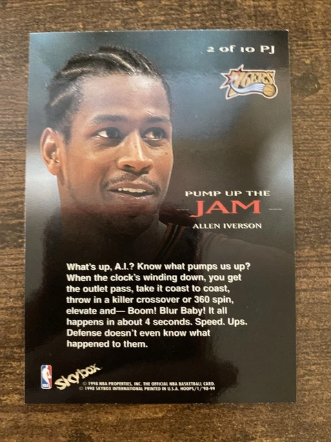 1998-99 NBA HOOPS Basketball Allen Iverson Pump Up The Jam Card #2 EUR ...