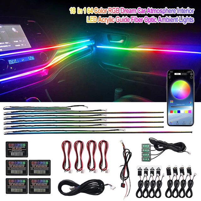 18IN1 RGB CAR Interior Ambient Light Symphony LED Light Music Sync ...