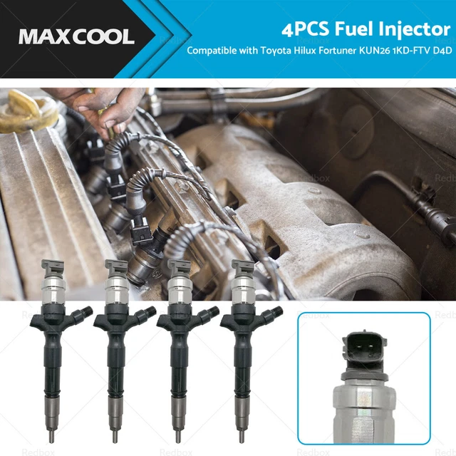 4X DIESEL FUEL Injector Suitable for Toyota Hilux Fortuner KUN26 1KD ...
