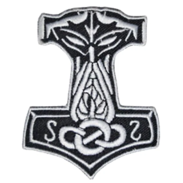 MJOLNIR VIKING THOR Hammer Loki Odin Skins Iron On Embroidered Patch ...