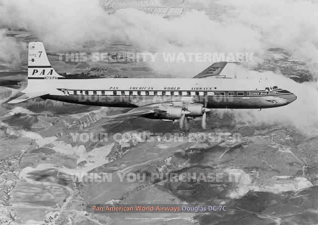 PAN AMERICAN DOUGLAS Dc-7C Pan Am Dc7C A3 Poster Print Picture Photo ...