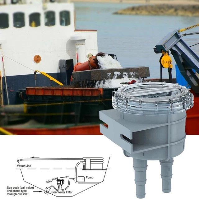 RAW COOLING WATER Intake Strainer Sea Water Filter Boat Marine Hose 1/2 ...