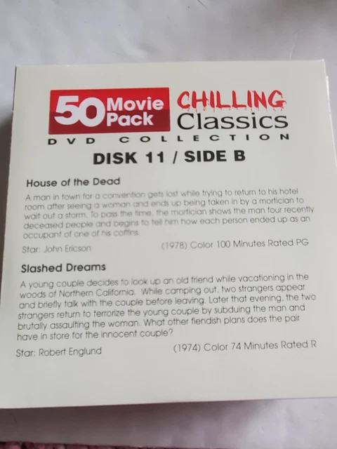 4 CHILLING CLASSICS Loose Disc 11 DVD Movies $2.00 - PicClick CA