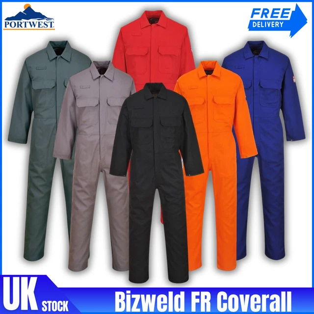 100% COTTON OVERALL Portwest Coverall Flame Resistant Welding Safety ...