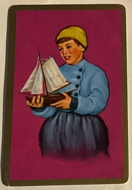 (B2O) VINTAGE PLAYING card of a boy with his toy boat EUR 1,12 ...