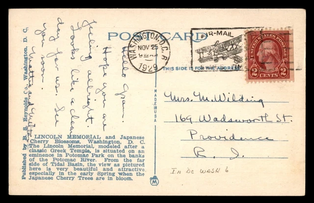 MAYFAIRSTAMPS US 1929 Washington DC slogan de messagerie aérienne ...