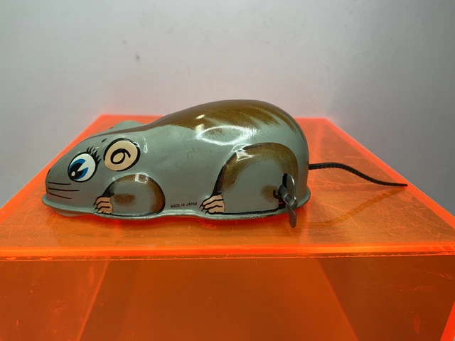 VINTAGE JAPANESE TIN plate mouse Wind Up Mechanical toy, working UK ...