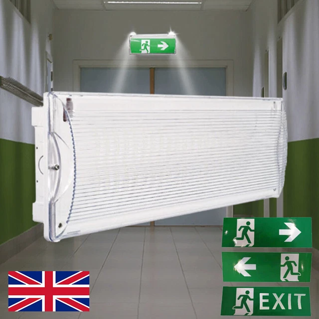 LED EMERGENCY LIGHT Bulkhead 3 Exit Sign IP65 Maintained/ Non ...