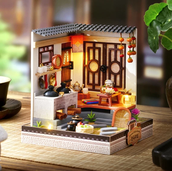 ADICO DIY WOODEN Korean Hanok Miniature House Kit Buyeok Kitchen ...