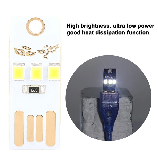 0.2W PORTABLE MINI USB LED Light Lightweight Night Lamp Gold Substrate ...